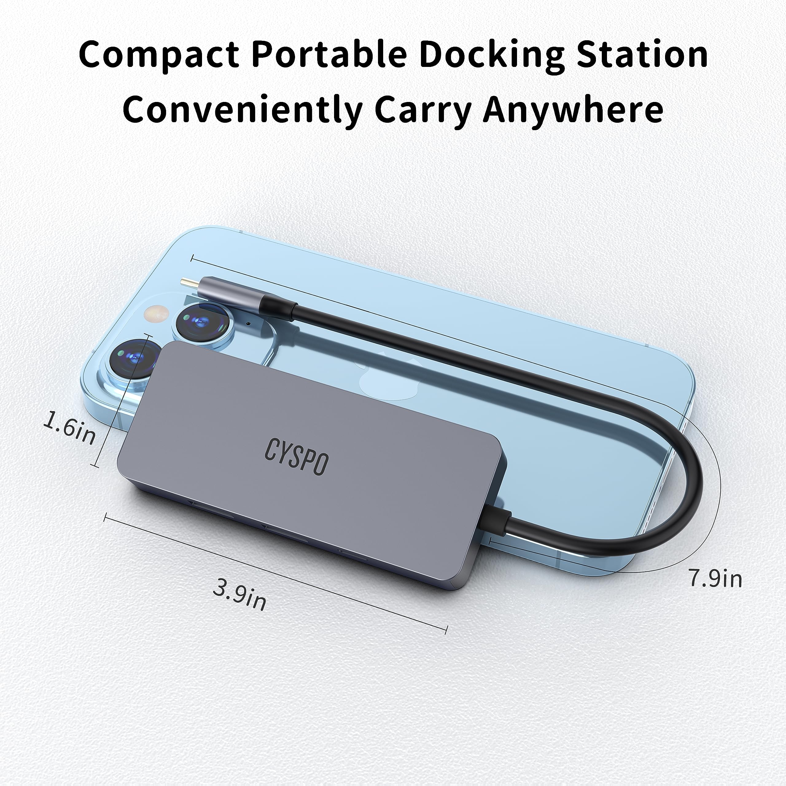 Mini USB C Hub, Travel USB C Laptop Docking Station, 7 in 1 USB C Dock with HDMI 4K, 2 USB 3.0, 100W PD, USB-C 3.0, SD/TF Reader, USB C Multiport Compatible for MacBook/Dell/HP and Other USB C Devices (USB to Gigabit Ethernet Hub)