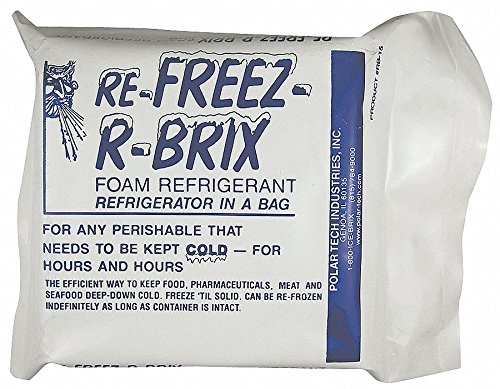 Polar Tech - RB 15 RB15 Re-Freez-R-Brix Foam Refrigerant Pack, 4-1/2" Length x 4" Width x 1-1/2" Thick (Case of 6)