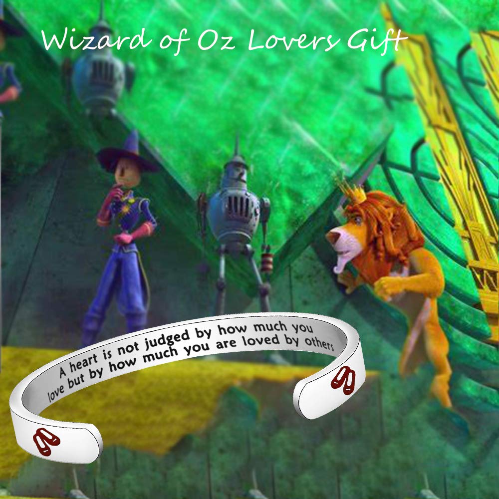 FOTAP Ruby red slippers Gift Wizard of Oz Jewelry A Heart Is Not Judged By How Much You Are Loved Keychain Wizard of Oz Lovers Gift (Red Shoe cuff)