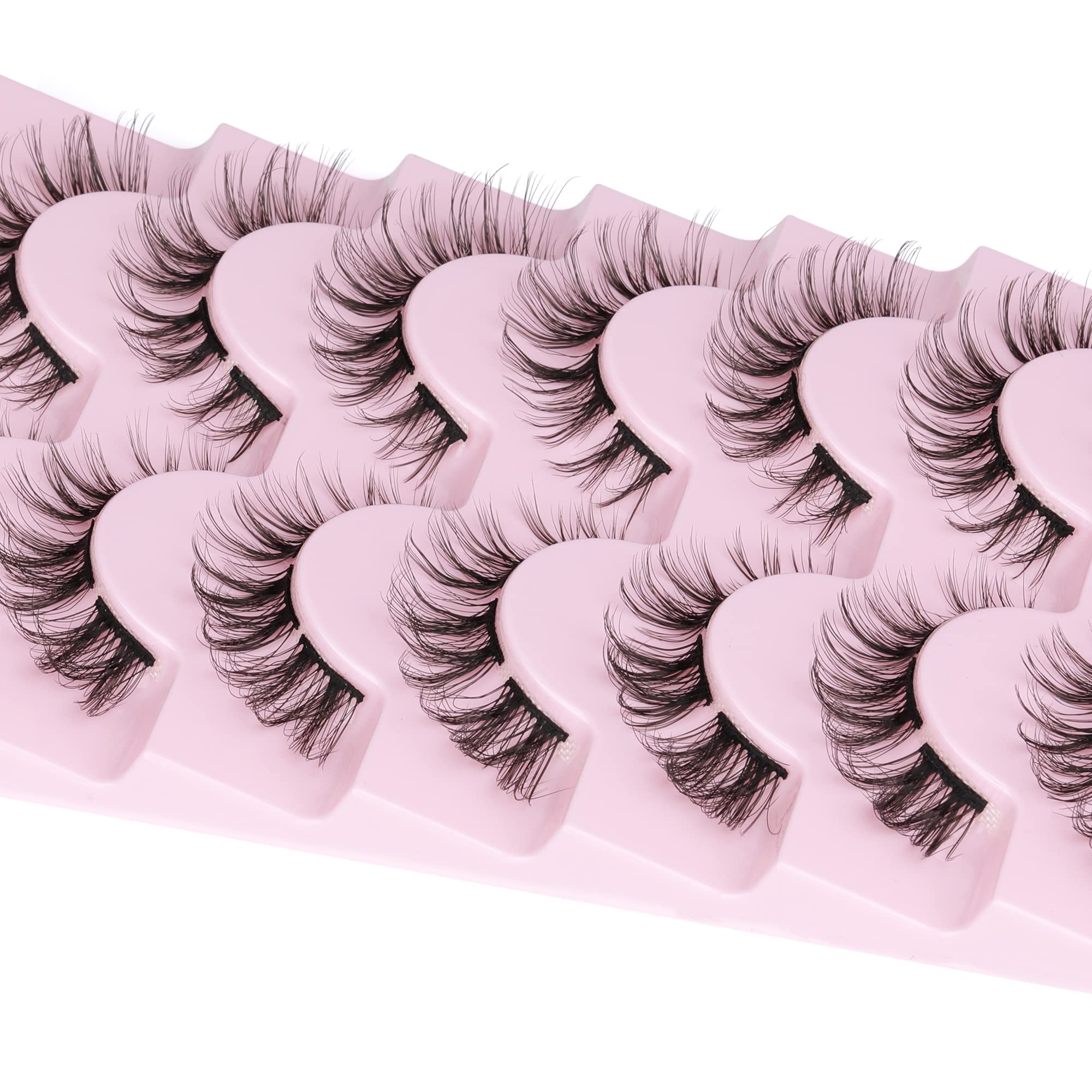 JIMIRE Cluster Lashes Extensions Natural Individuals Cat Eye Wispy False Eyelashes Soft DIY Lashes Natural Look Like Eyelash Extensions 15MM 5D Fluffy Lashes 7 Pairs Pack