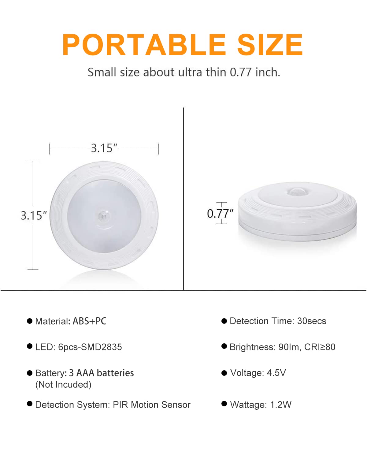 Dream Master Motion Sensor LED Light, Cordless Battery Operated Night Light, Stick Anywhere without Tools, Lights for Entrance, Hallway, Basement, Garage, Bathroom, Cabinet, 3 Pack (Cool White)