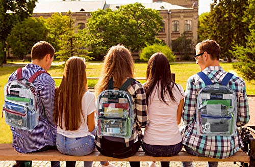 Trail maker Clear Backpack With Reinforced Straps & Front Accessory Pocket - Perfect for School, Security, & Sporting Events (Green) Medium