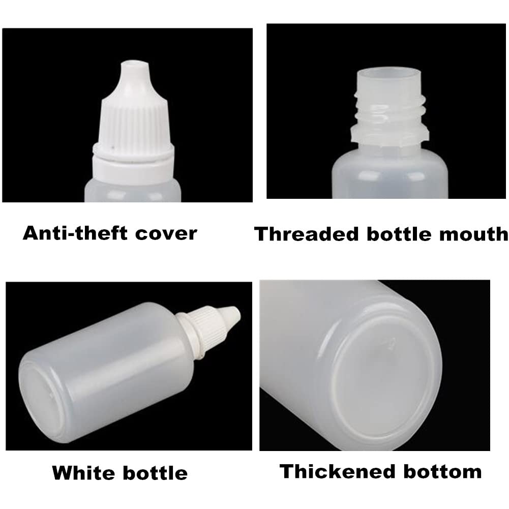 Jilukibo 5ml Plastic Refillable Squeezable Dropper Bottles, Clear Soft Empty Eye Liquid Drops Essential Oil Containers with Screw Childproof Cap (10 Pack)