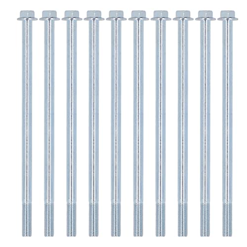 Hex Head, Half Tapped Screw Carbon Steel 10 Pcs High Hardness Standard Size Heavy Duty Extended for Gasoline Generator (10 * 210)