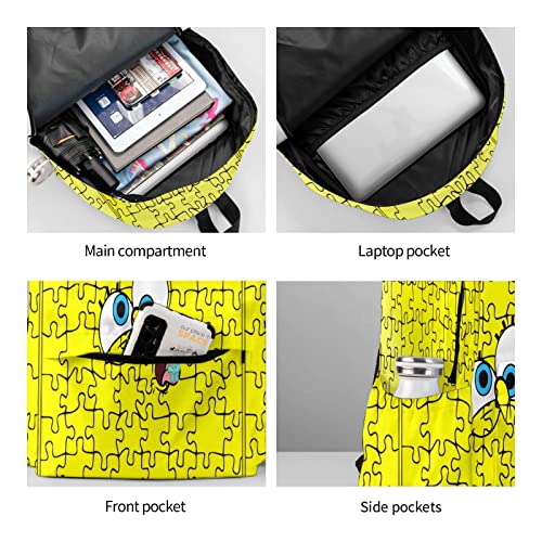 Mitterm Cute Yellow Backpack 17'' Travel Work Laptop Backpack for Women Men Hiking Large Capacity Bag Fashion Lightweight Daypack for Business Work