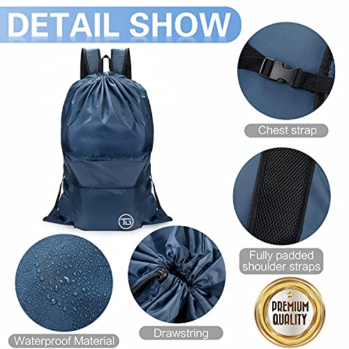 TG XL Laundry Backpack | 20" x 30" inches | Heavy-Duty Water-Resistant Laundry Bag for Dorm Room| Fully Padded Adjustable Straps | Chest Strap | Multiple Storage Space