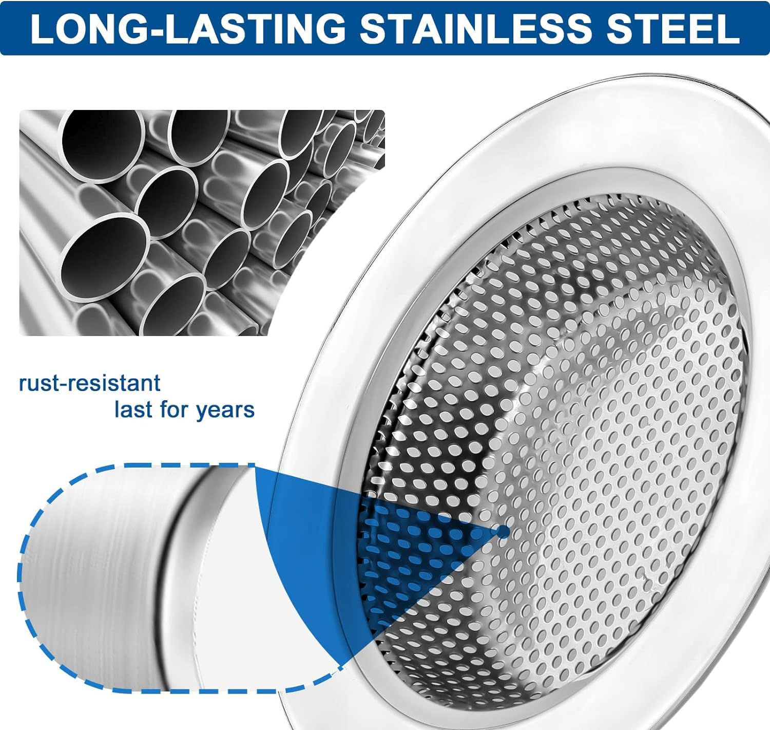 FURNIFE Sink Drain Strainer Stopper, Stainless Steel Garbage Disposal Plug, Sink Strainer and Stopper, Food Catcher for Standard 3-1/2 Inch Kitchen Sink Drain