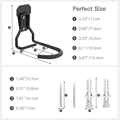 Housolution Bike Hanger Rack, [4 Pack] Heavy Duty Bike Hooks Wall Mount Rack Holder, Heavy Duty Bicycle Storage Hanger Vertical Stand for Garage, Black