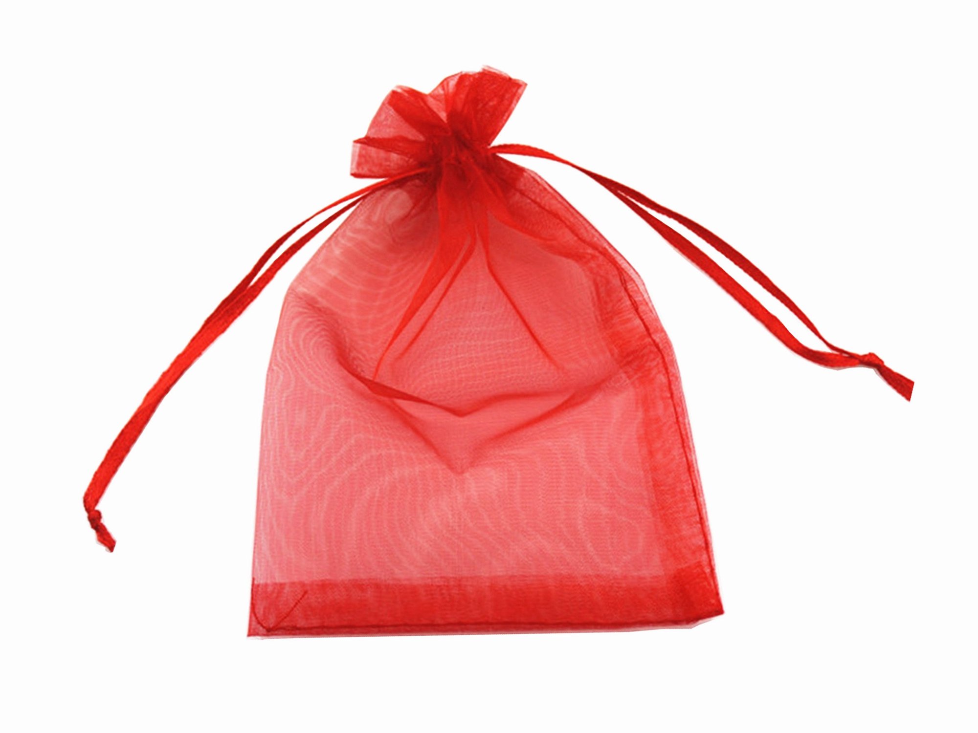 QIANHAILIZZ 8 x 12 Inch 100 pcs Drawstring Bags Organza Fabric Jewelry Gift Pouch Candy Pouch Wedding favors B231 (red)