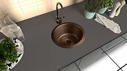 Monarch Abode 17096 Pure Copper Hand Hammered Essex Dual Mount Bar Prep Sink (12 inches)