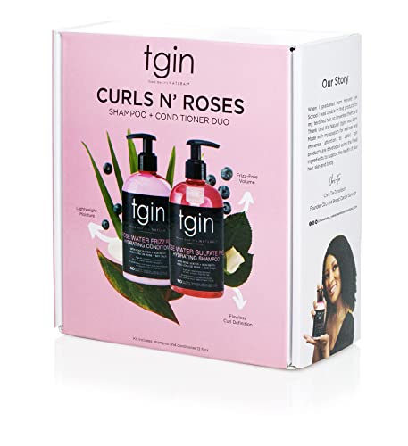 tgin Rose Water Shampoo + Conditioner DUO - For Natural / Dry/Fine/Color Treated Hair - Curls - Waves - Low Porosity - 13oz