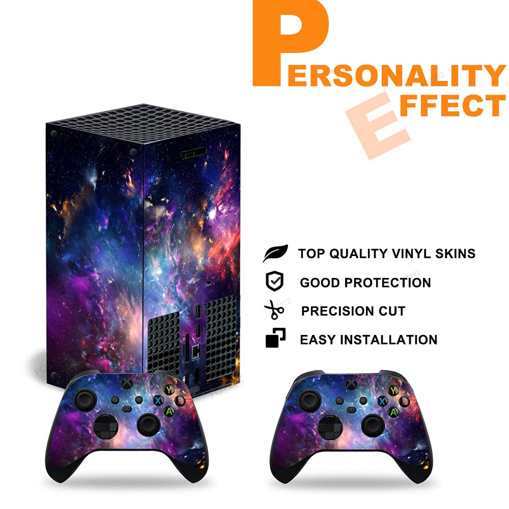 FOTTCZ Vinyl Skin for Xbox Series X Console and Controllers, Sticker Decal Protect Xbox Series X Devices - Nebula Collision