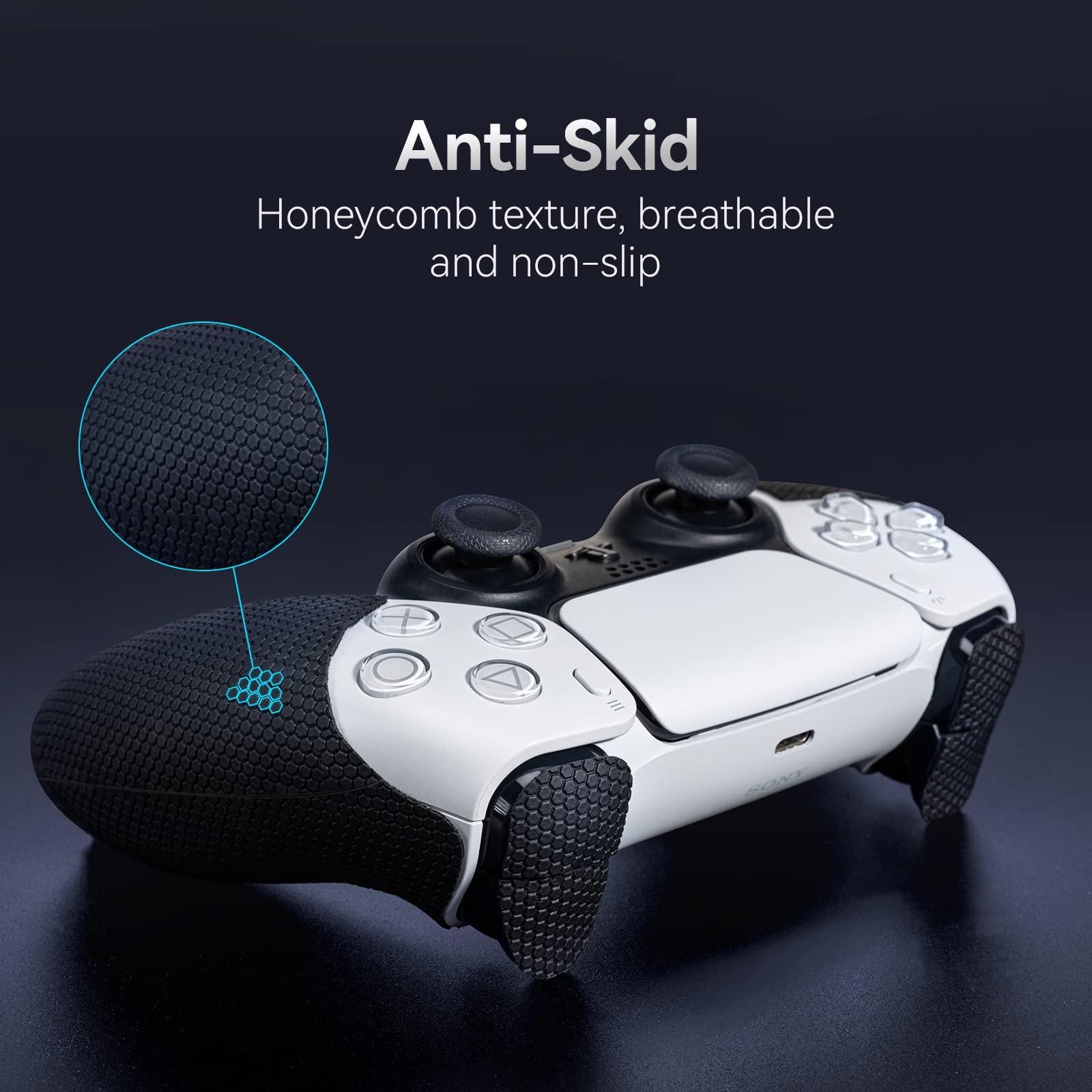 GeekShare Anti-Skid Skin Stickers Controller Grip Cover for PlayStation 5-Sweat-Absorbent Textured Controller Sticker Cover for PS5 Accessories (10PCS)