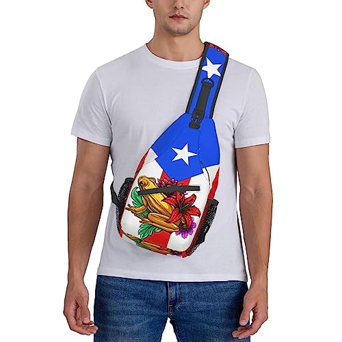 MANQINF Puerto Rico Flag Sling Bag,Multipurpose Crossbody Backpack Shoulder Chest Bag for Women Men Travel Hiking Daypack