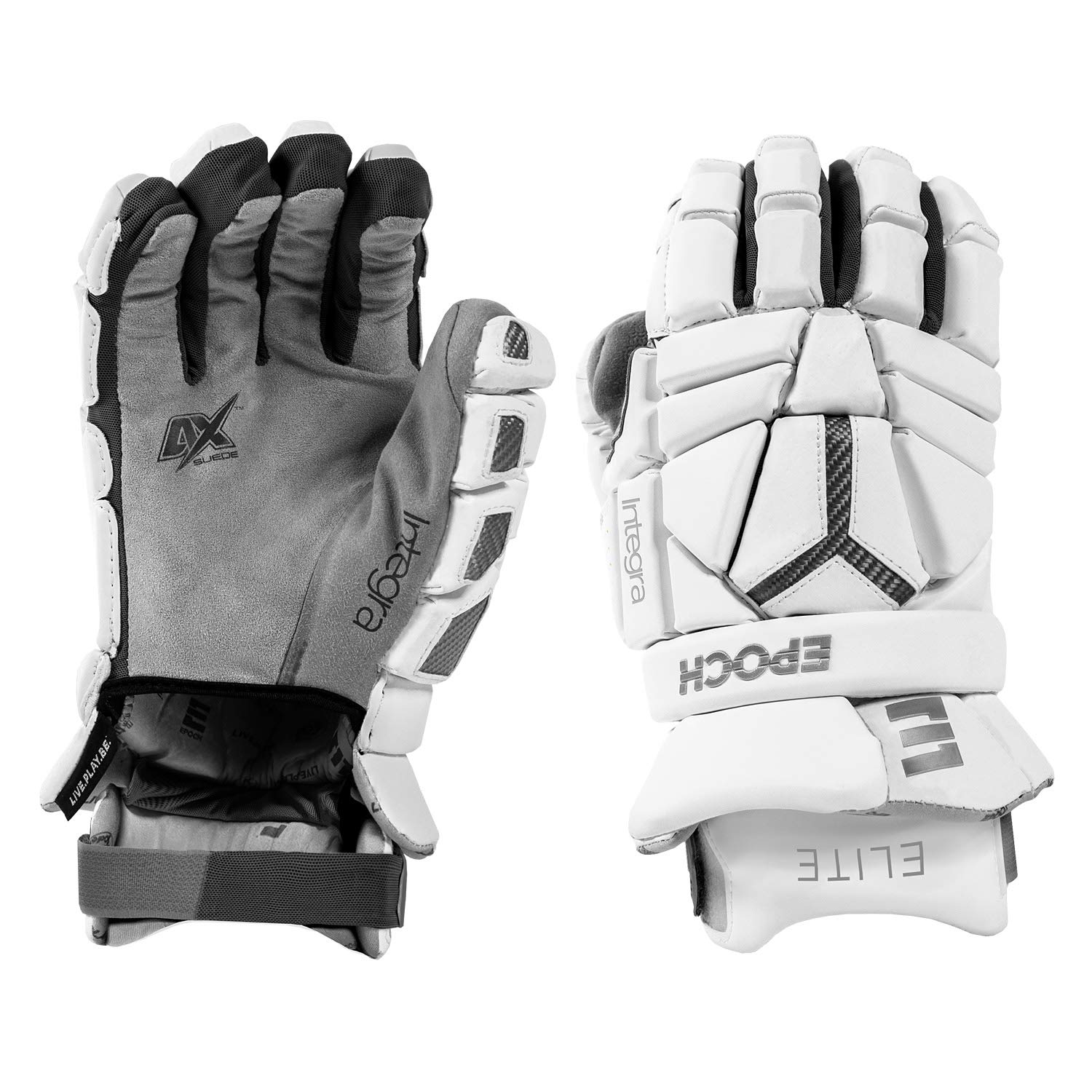 Epoch Integra Elite Lacrosse Gloves with Tri-Layer Dual-Density Foam and Adjustable Wrist, 12", Medium, Black