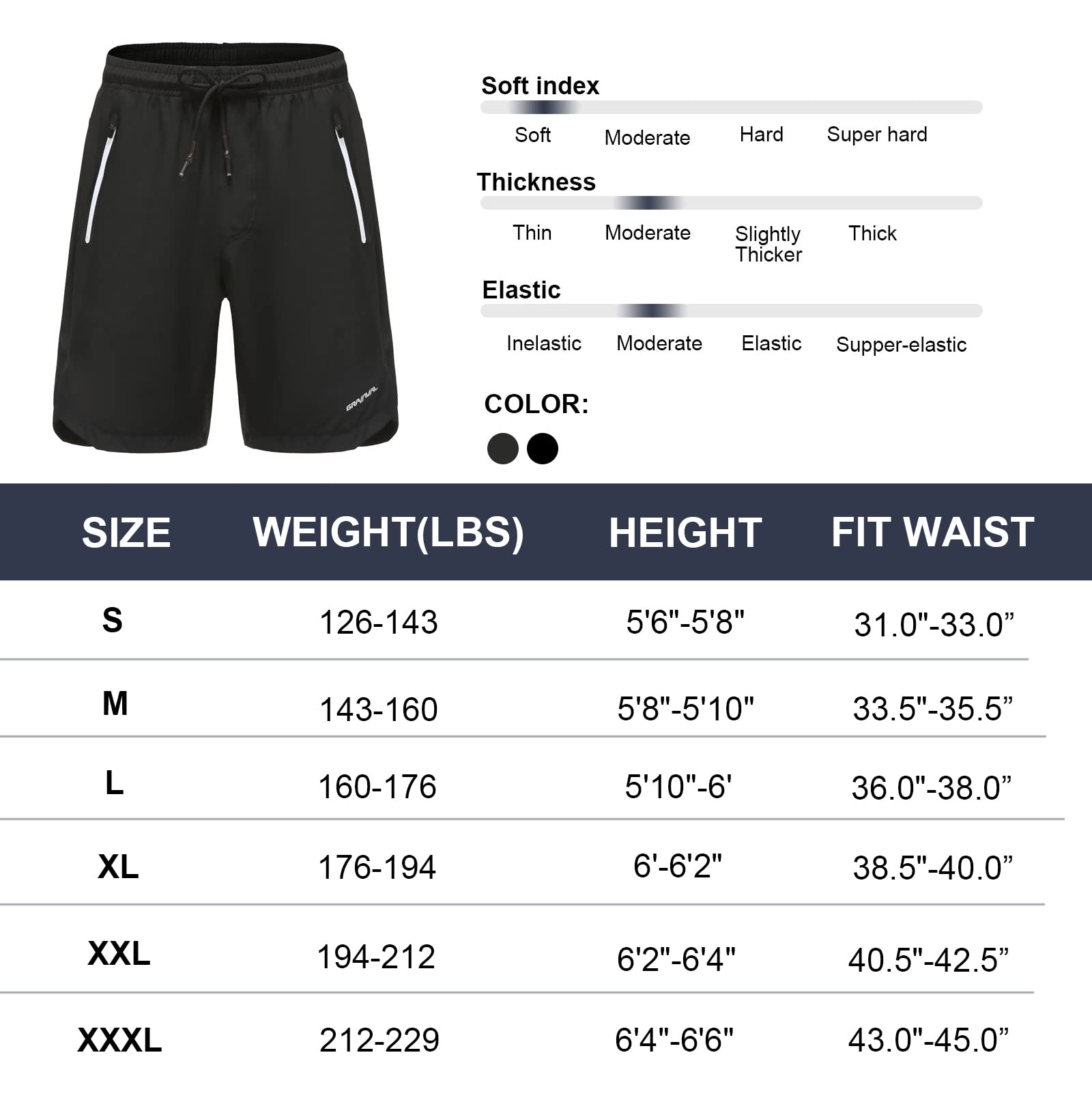GRAMVAL Men's Workout Shorts, Fitted Weightlifting Bodybuilding Moisture Wicking Shorts with Zipper Pocket Black