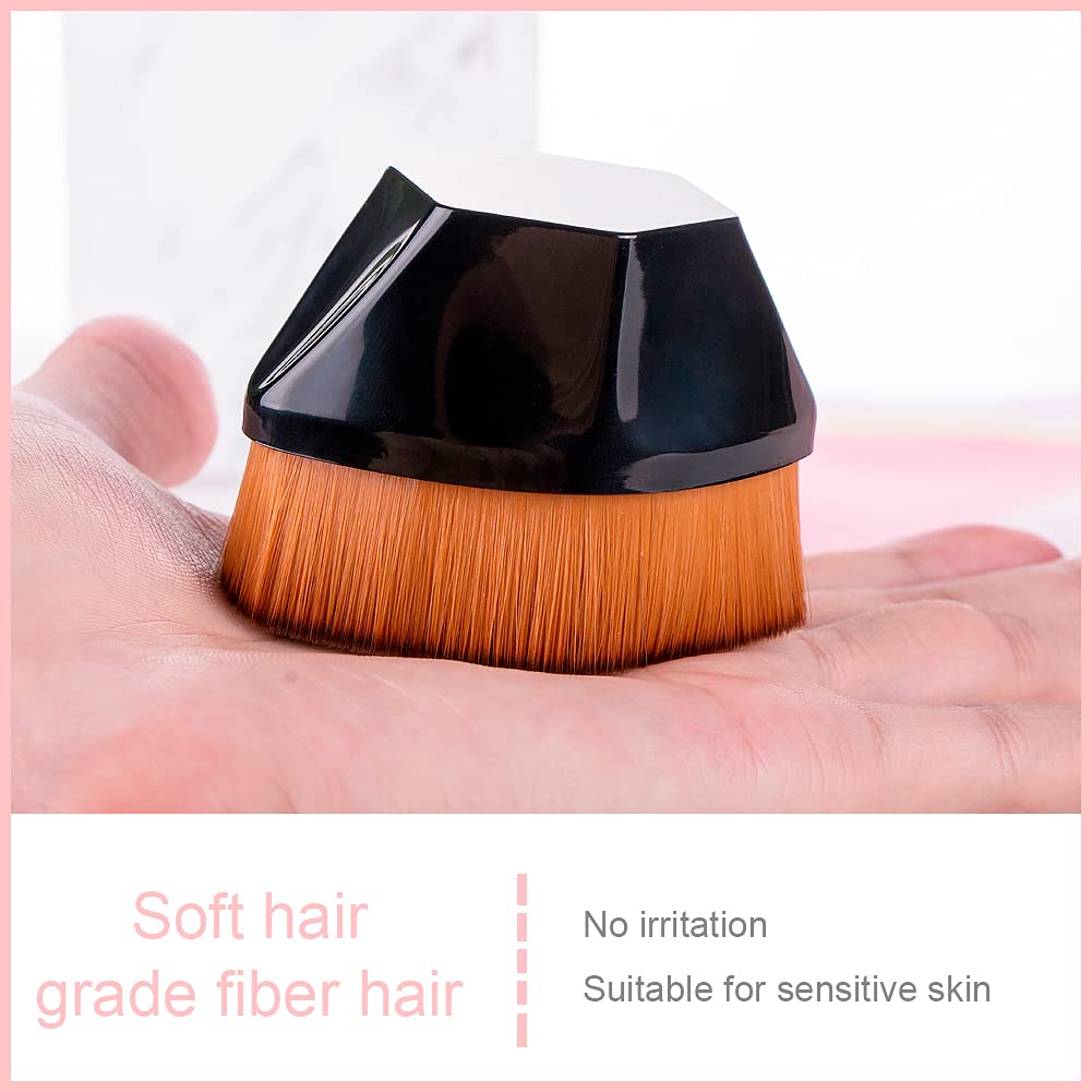 Foundation Makeup Brush Flat Top Kabuki Petal-shaped Face Blush Liquid Powder Foundation Brush for Blending Liquid, Cream or Flawless Powder Cosmetics with Protective Case (Golden)