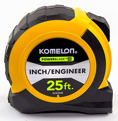 Komelon 52425IE; 25' x 1.06" Powerblade II" Engineer Tape Measure; Yellow/Black