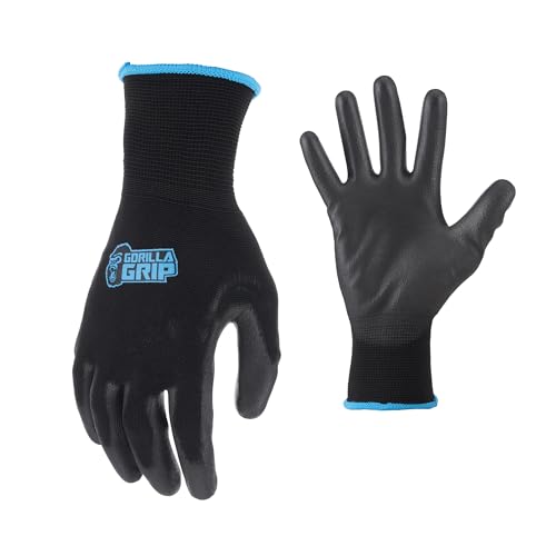 Gorilla Grip Gloves, Max Grip, All Purpose Work Gloves, Slip Resistant, Nylon Shell, Large, 15 Pairs