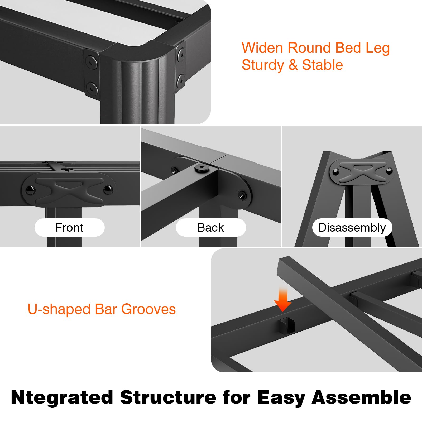 RmagineX Twin Bed Frame, 18 Inch High Heavy Duty Metal Platform Bed Frames Twin Size with Headboard,Outlet and Bedside Storage Organizer,No Box Spring Needed,Easy Assembly