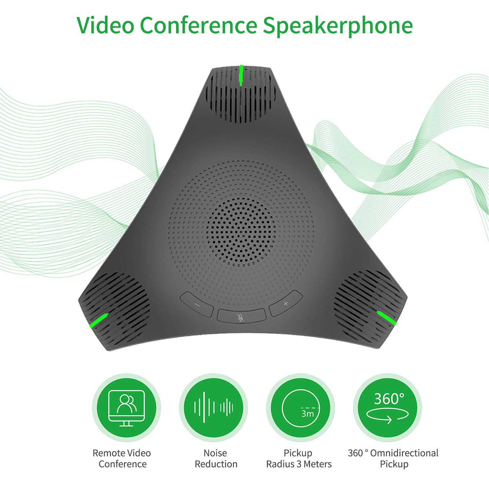 Geevorks USB Speakerphone Conference Microphone Omnidirectional Computer Mic 360° Voice Pickup with Mute Key for Skype/Video Conference/Online Course/Live Streaming/Gaming/Daily Chatting