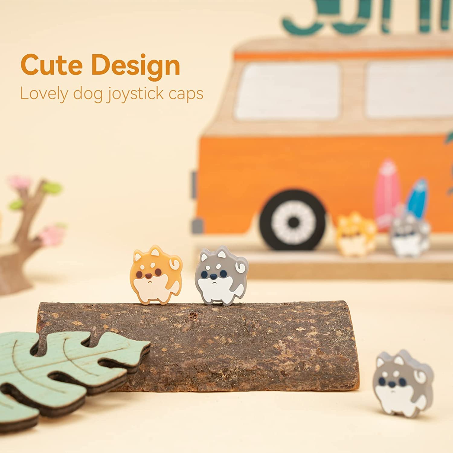 GeekShare Cute Silicone Joycon Thumb Grip Caps, Joystick Cover Compatible with Nintendo Switch/OLED/Switch Lite,4PCS - Cute Dog