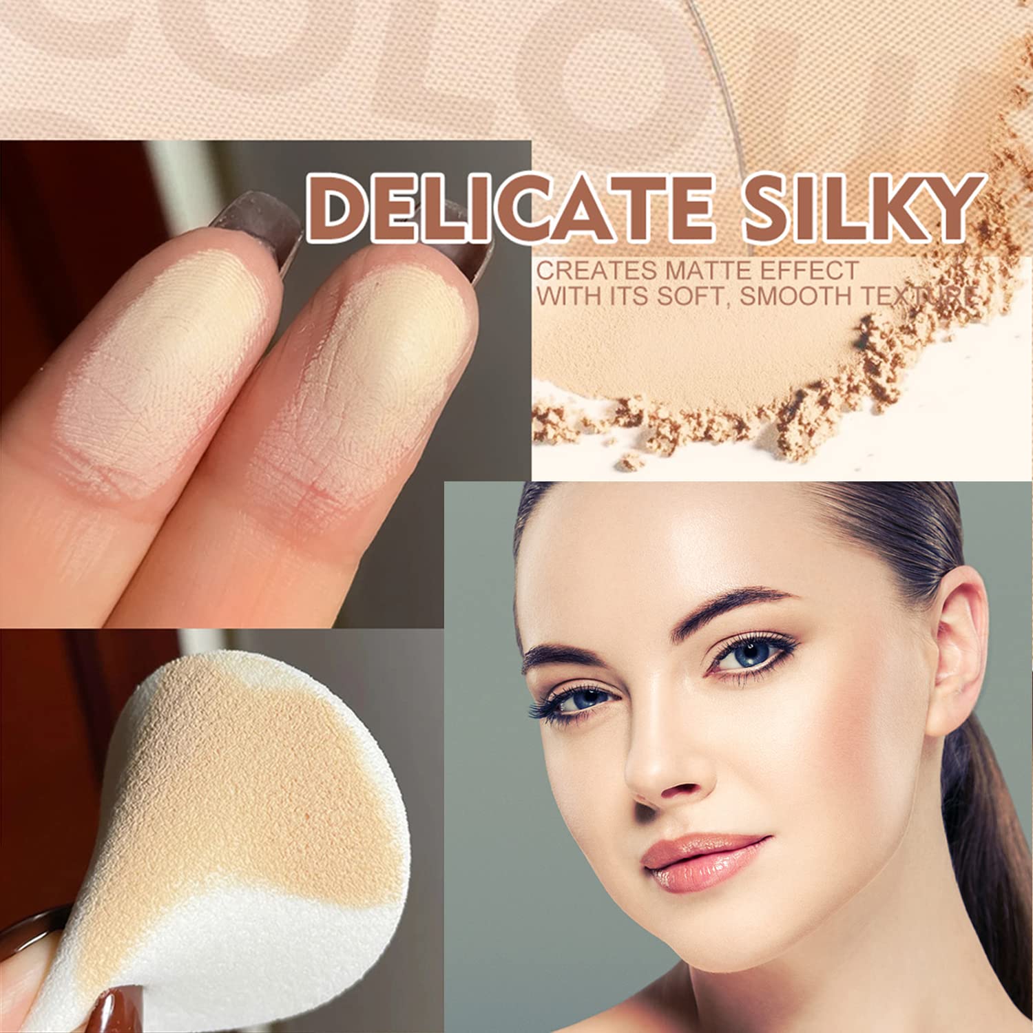 Oil Control Face Pressed Powder Matte Waterproof Flawless Setting Powder, Smooths, Minimizes Pores and Fine Lines, Light and Silky, Oil Control and Long-Lasting Makeup