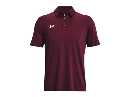 Under Armour Tech Team Mens Short Sleeve Polo Shirt XL Maroon-White