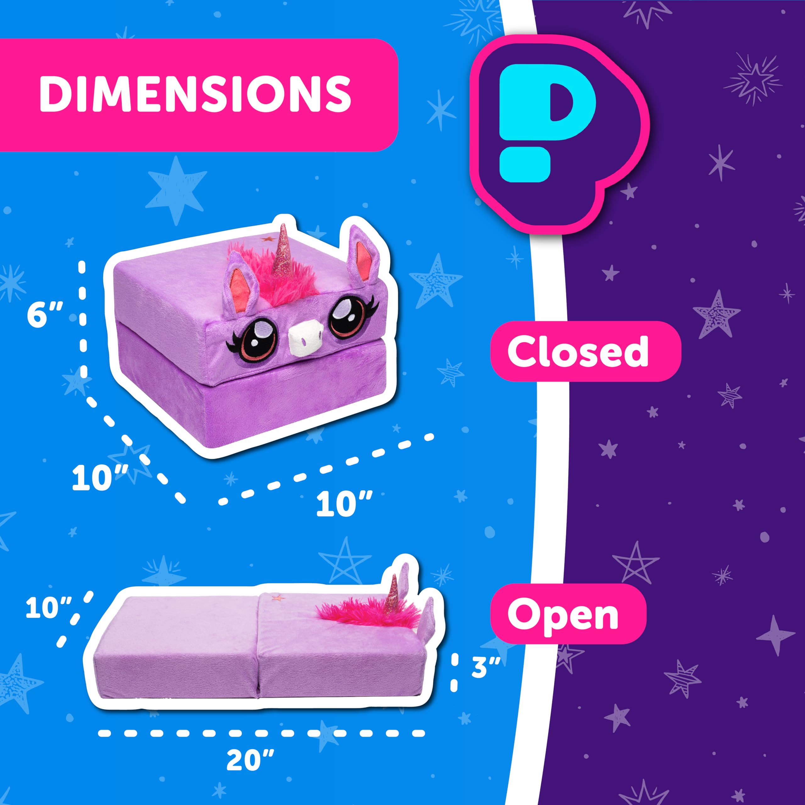 Pillow Cube Kid Cube - Toddler Pillow, Animal Pillows for Kids, Plush Pillows for Sleeping, Plushies, Memory Foam - Crystal, Unicorn Pillow