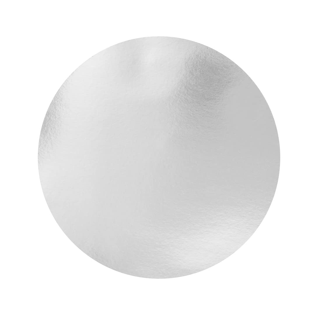 Restaurantware LIDS ONLY: Foil Lux Paper Lids For 9 Inch Aluminum Pans 100 Round Foil Board Lids - Pans Sold Separately Flat Design Foil-Laminated White Paper Lids