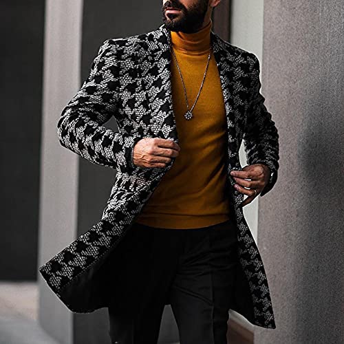 Ymosrh Mens Jackets with Hood Lightweight, Winter Coats for Men Jacket Suede Jackets Casual Men's British Style Solid Color Long Coat Fashionable Warm Woolen Overcoat Fur Rain Jacket (3XL, Black)