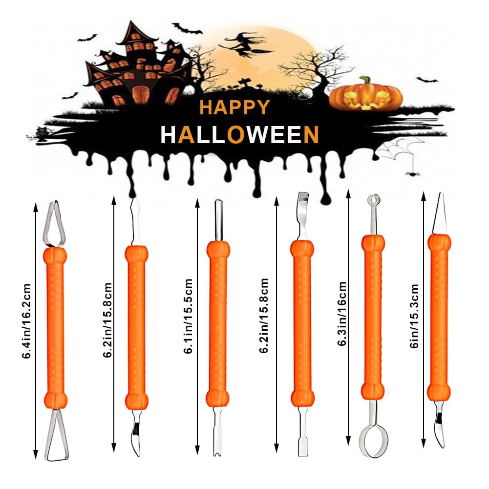 QJIUBA Halloween Pumpkin Carving Kit,Professional Stainless Steel Pumpkin Carving tools,Safe and Easy Bulk Pumpkin Carving Kit for Kids Adults,Family Decorations DIY Carving Gift(10PACS