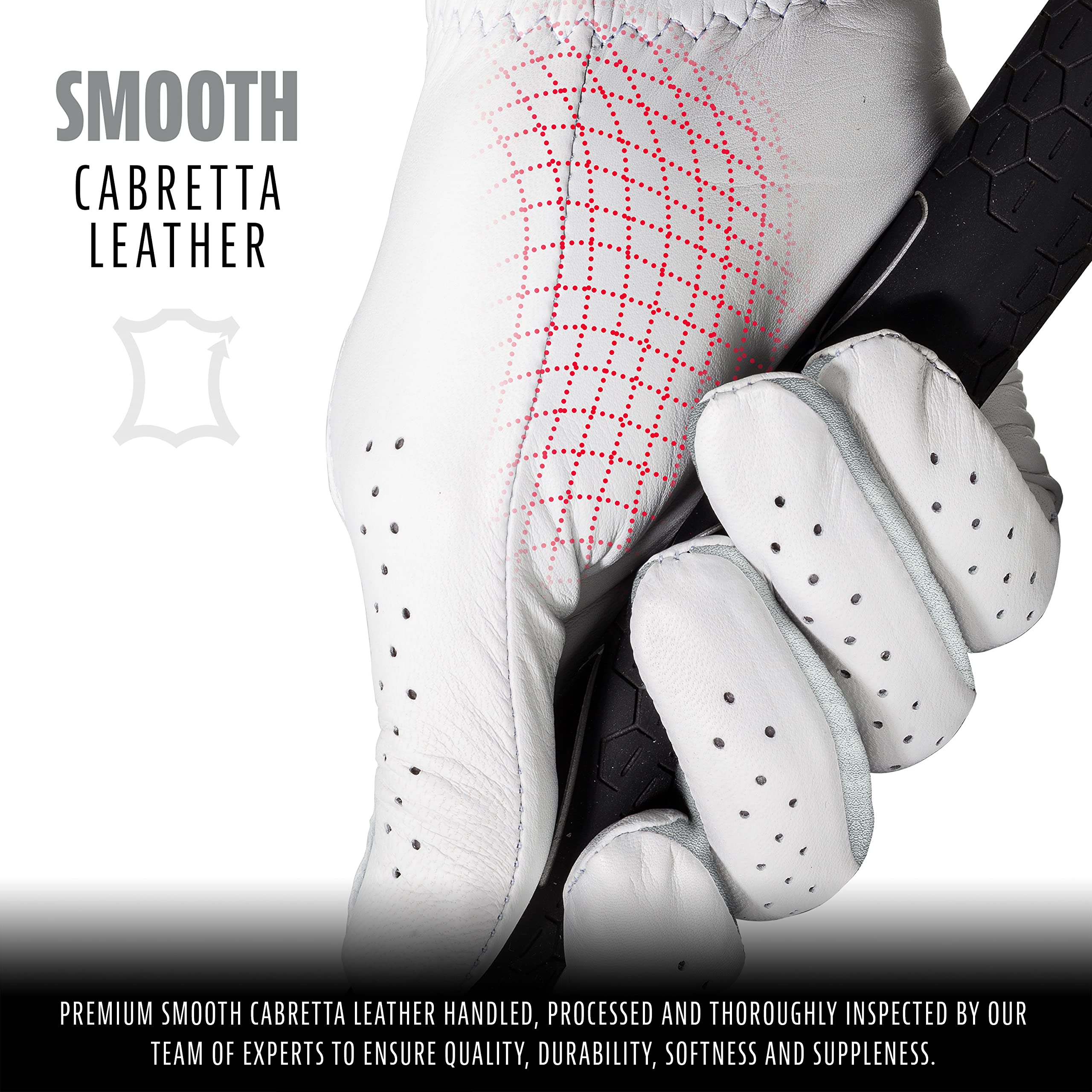 Franklin Sports Golf Glove - Pro Golf Gloves - Premium Leather Golfing Glove - Maximum Grip - White - Right Hand Glove - Adult Large