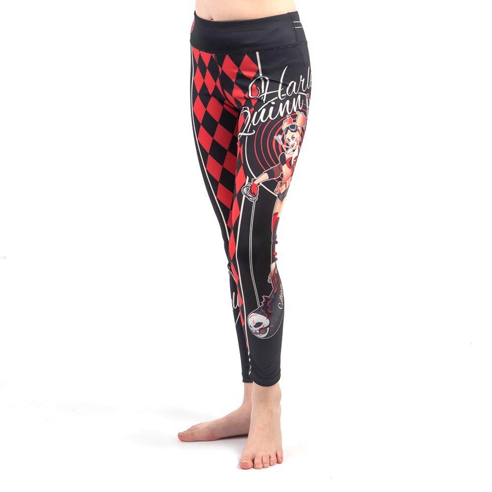 Fusion Fight Gear Harley Quinn Girls BJJ Spats Leggings (X-Large) Black and Red