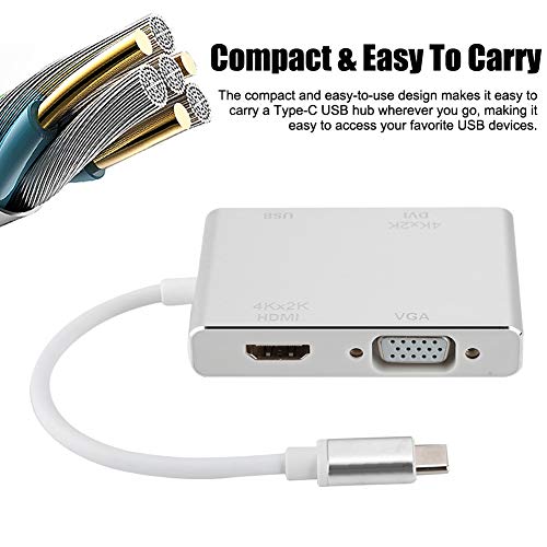 Hub Converter, Aluminum Shell USB 3.0 Port HD Converter Adapter Multifunction Lightweight 1920x1200/30hz for Keyboard