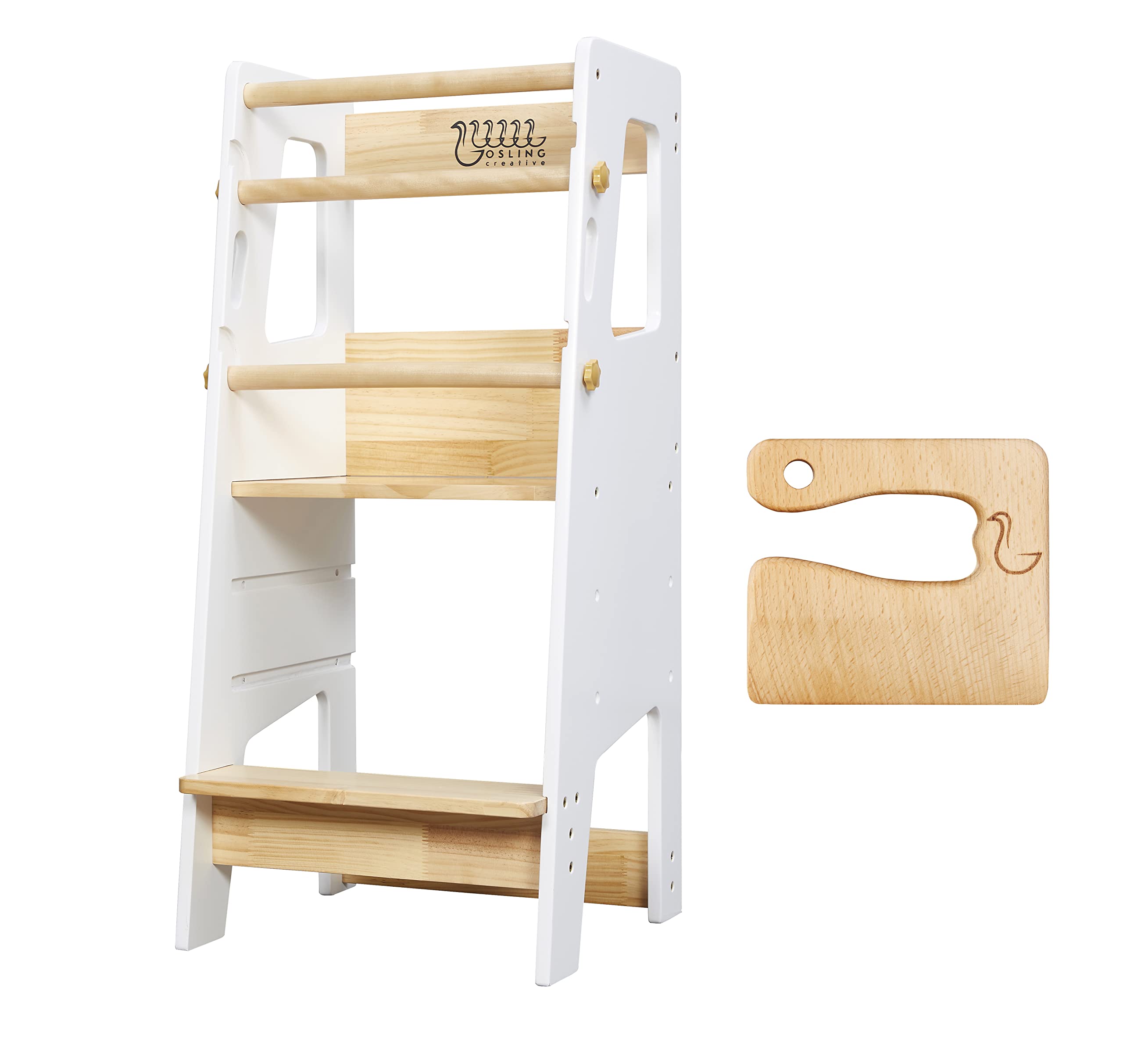 Gosling creative Toddler Standing Tower | Safe Montessori Step Stool for Toddlers, Perfect Tower for Learning New Skills | Ideal Helper for Little Kids in The Kitchen | White