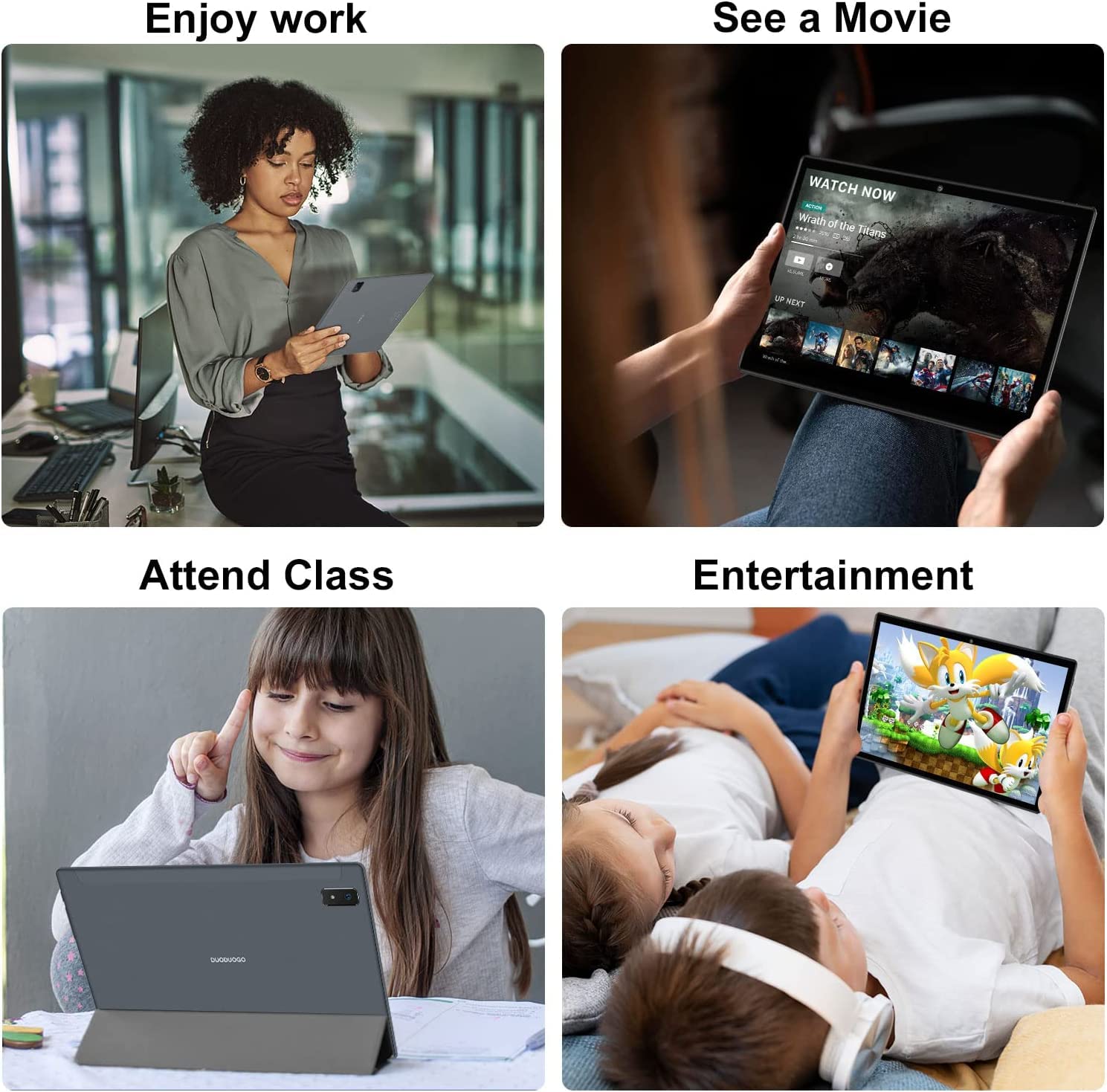 DUODUOGO Android Tablet 10 Inch Newest, Tablets with 4GB+64GB 256GB Expandable, WiFi Android 11 Tablet PC, Octa-Core Processor, 1920 x 1200 HD IPS, 6000mAh, Dual Camera, Bluetooth, FM(Gray)