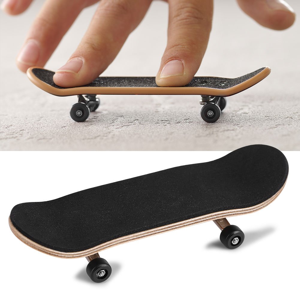Duokon Fingerboard Skateboard, 1Pc Maple Wooden+Alloy Fingerboard Finger Skateboards with Box Reduce Pressure Kids Gifts(Black)