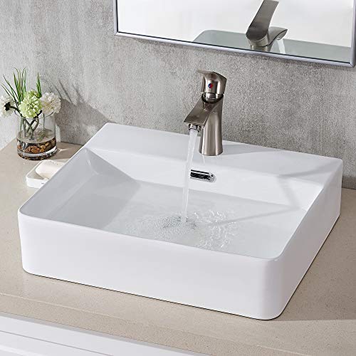 IKEBANA Wall Mount Sink,Small Bathroom Sink 20"X 17",White Ceramic Bathroom Vessel Sink,Modern Floating or Countertop Porcelain Rectangle Washing Lavatory Sink