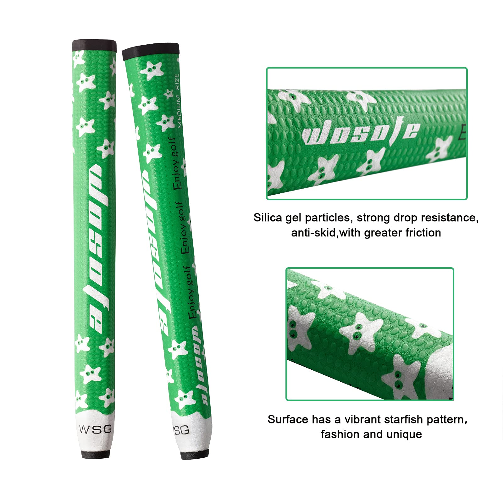 Golf Putter Grip Midsize 55g 3.0 LightWeight Non-slip Silica Gel Particle Eva Mens Starfish Pattern Several Colors to Choose (Blue, Midside)