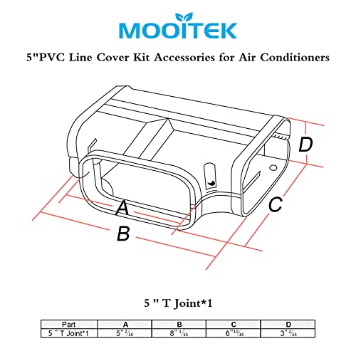MOOITEK PVC Line Cover Kit Tubing Cover Accessories for Air Conditioners (5" T Jonit)