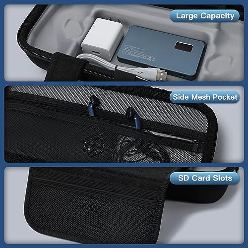 Wiilkac Carrying Case for ASUS ROG Ally, Protective Hard Shell Travel Case Built-in Foldable Stand & Charger Storage Impact-Resistant for Steam Deck Console Accessories