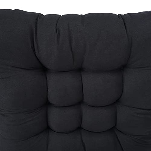 ELFJOY 4 Pack Chair Cushions for Dining Chairs 17x17 inch Seat Cushions for Kitchen Chairs Soft and Comfortable Square Chair Pads with Ties, Black