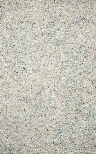 Loloi Peregrine 5'-0" x 7'-6" Area Rug in Aqua - Vintage Inspired Rectangle Area Rug, Hand Tufted Soft Wool Rug for Living Room, Bedroom, Dining Area, Dorm, Home Office