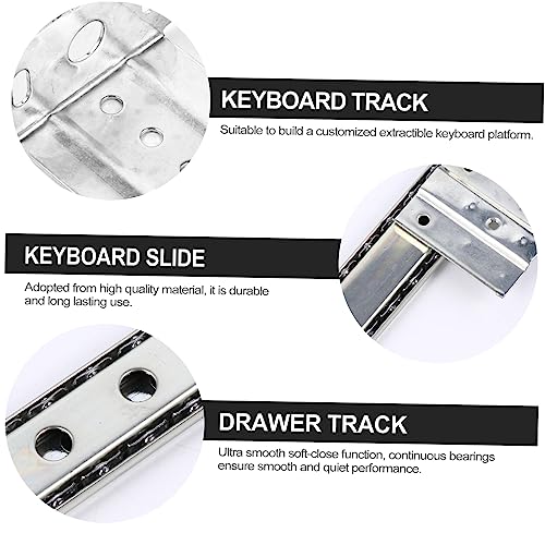 OSALADI 2 Pairs Guide Desk Drawer Desk Trays Ball Bearings Furniture Slides Drawer for Desk Computer Desk Rails Rack Bearing Slides Keyboard Tray Rails Dedicated Cold Rolled Steel Hardware
