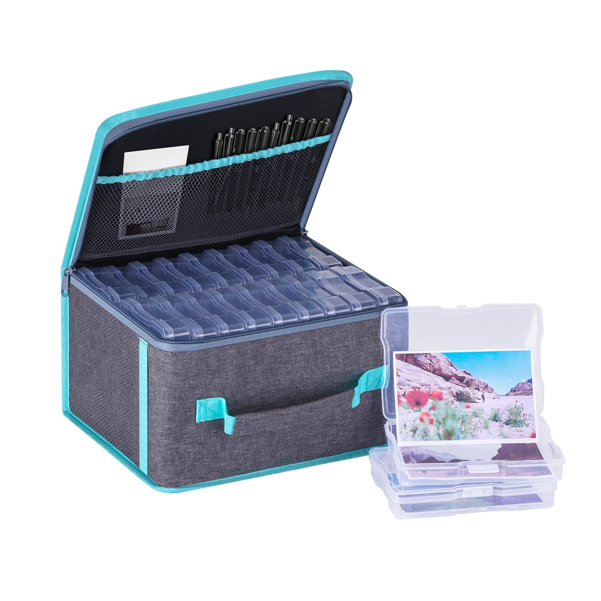 Joelver Maker Photo Storage Box 4x6, Clear 18 Inner Extra Large Organizer Acid-Free Photo Keeper Storage Case, Plastic Craft Storage Box for Stickers Stamps Seeds(Mother's Day Gift)