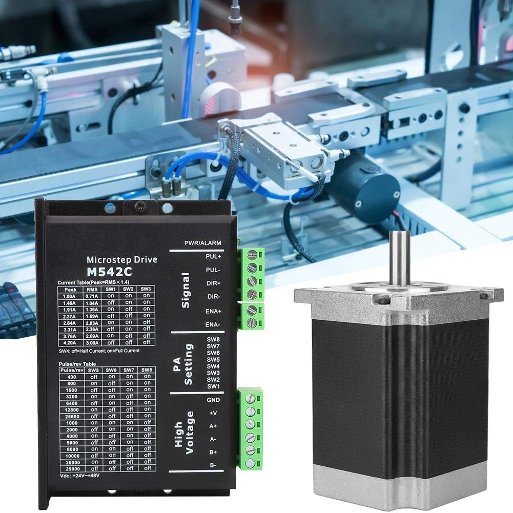 OLIMY 2.1N.m(NEMA23) M542C Stepper Driver+57CM23 Motor Kit,high microstepping Driver PUL/DIR and CW/CCW Mode for Driving 2-Phase and 4-Phase Hybrid Stepping Motors
