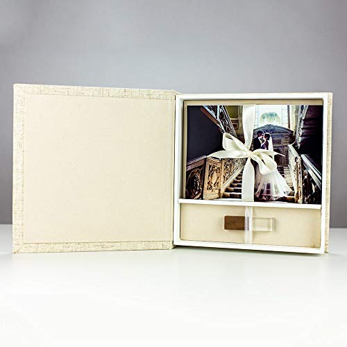 Flashscot Custom USB Gift Box for Photographers and Presentation of Photos - Linen Impression - 4"x6", 32GB USB
