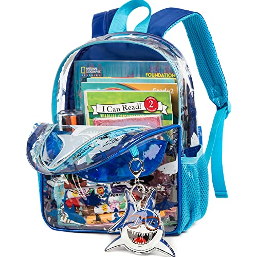 MOHCO Toddler Clear Backpack 13 inch Preschool Backpack Kindergarten Bookbag with Lunch Bag and Pencil Case for Boys and Girls
