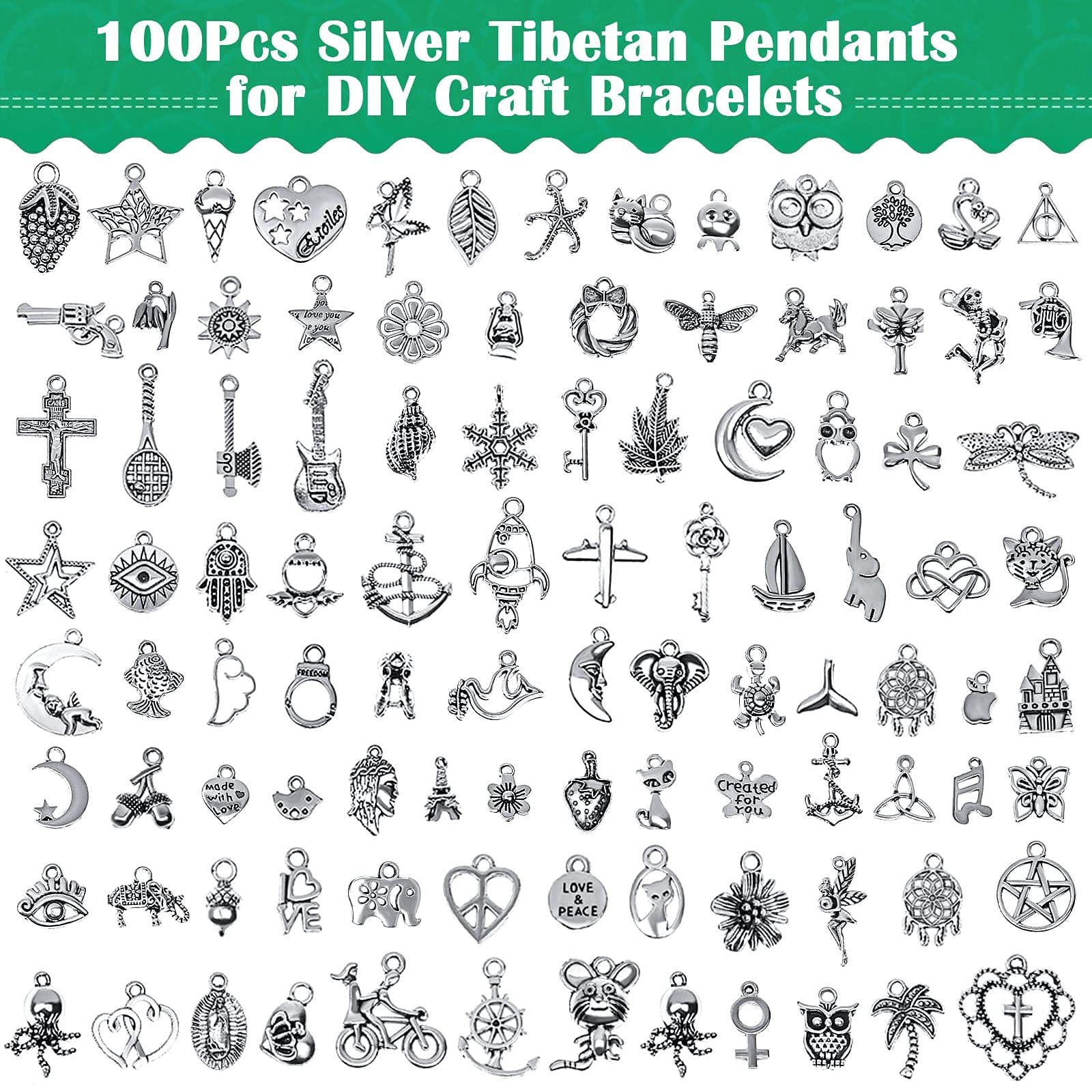 Flasoo 376Pcs Bangles Bracelet Making Kit Include 30Pcs Expandable Bangle Adjustable Wire Bracelets 146Pcs Assorted Tibetan Silver Charm Pendants and 200Pcs Jump Rings for DIY Craft Jewelry Making